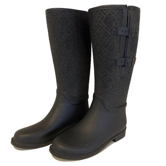 Clarks | Shoes | Clarks Black Rubber Rain Boots Geometric Design 2 ...
